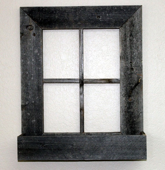 Rustic Reclaimed Barn Wood Window Frame With Flower Box - Etsy