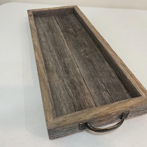 8x26 Rustic Reclaimed Barn Wood Decorative Tray With Antique Brass ...