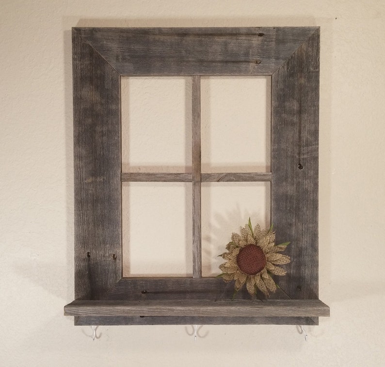Rustic Barn Wood Window Frame With Shelf - Etsy