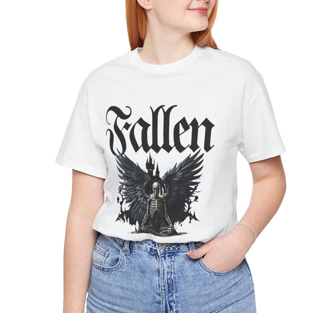 Fallen Angel Gothic T-shirt, Dark Skeleton Wings Tee, Gothic Artwork ...