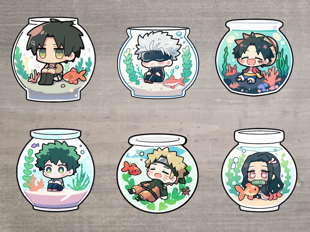 ANIME Fishbowl Sticker - AOT, Jjk, One Piece, MHA, Demon Slayer, Naruto ...