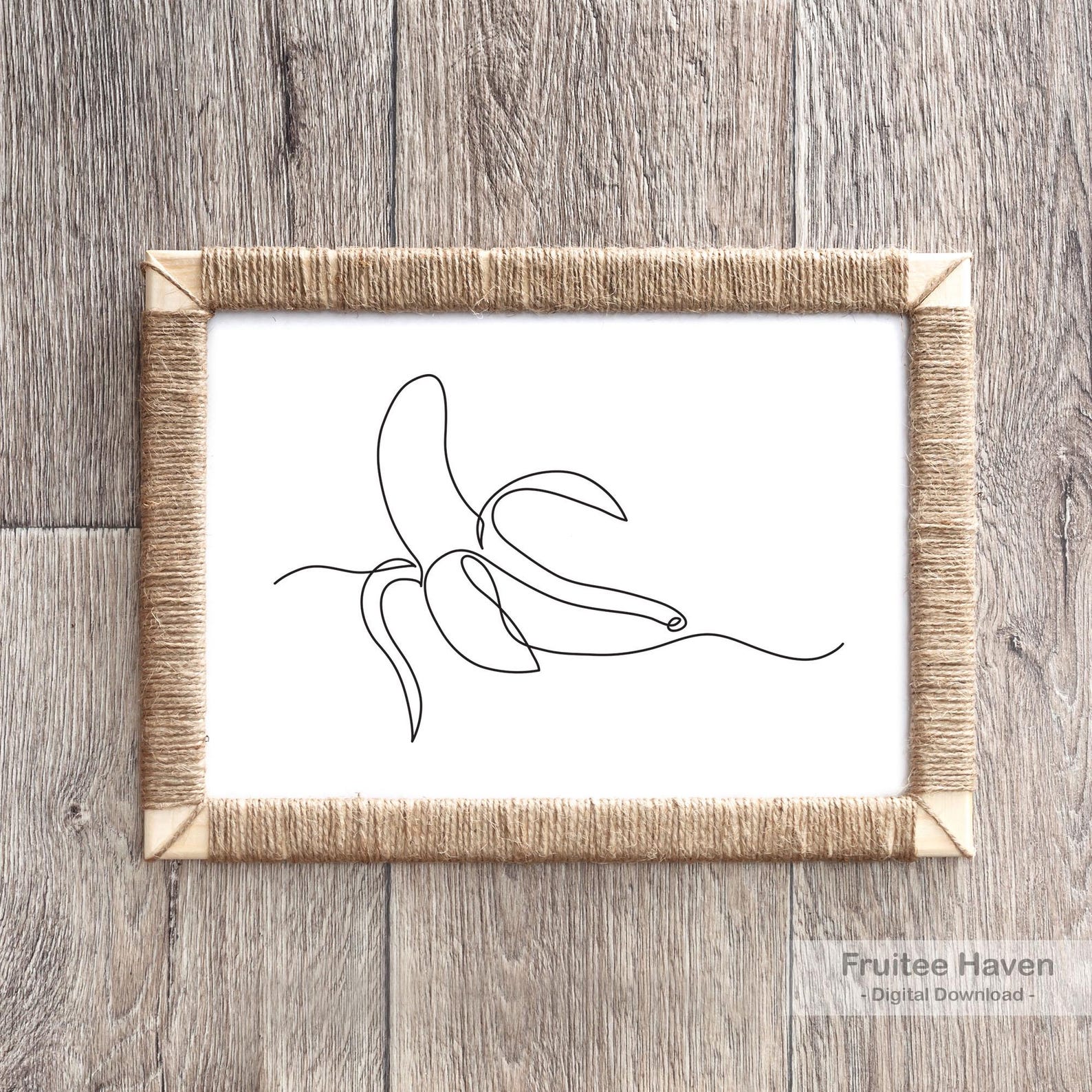 Banana Fruit One Line Art Drawing Print: Modern Minimalist Wall Decor ...