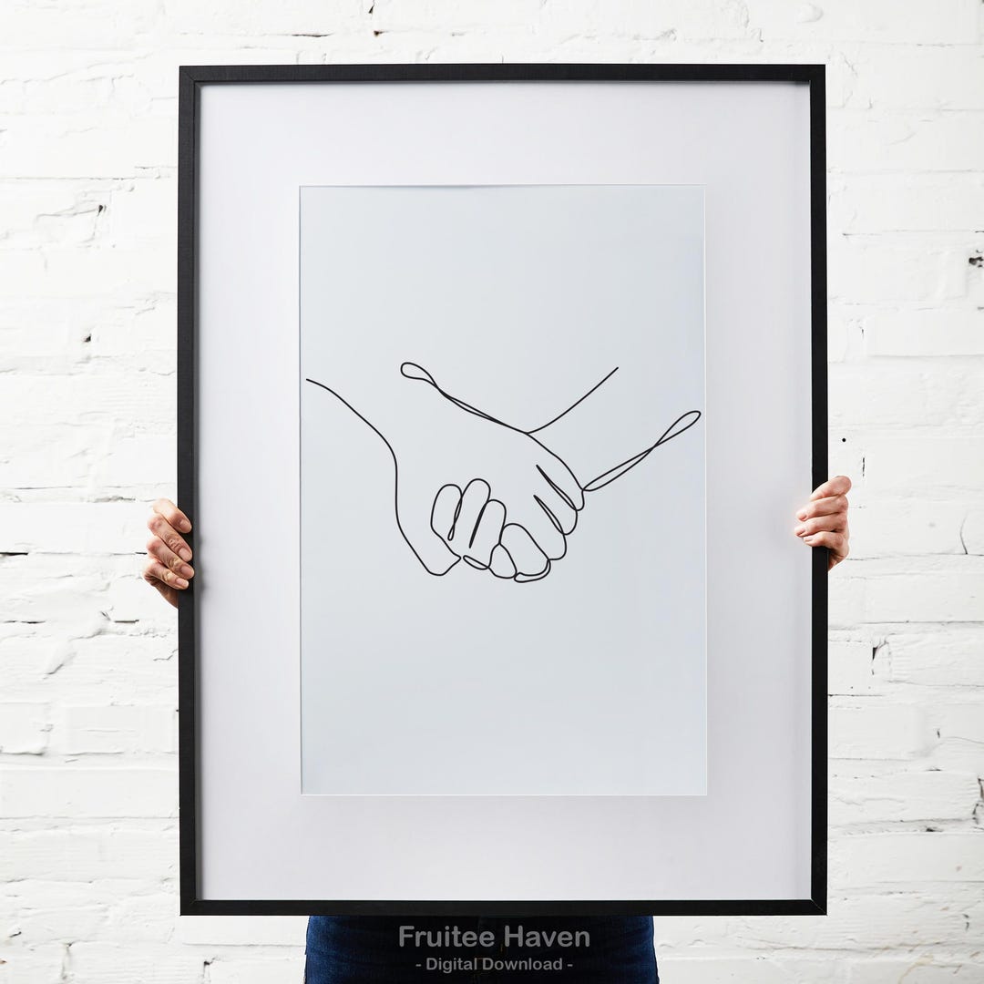 Hold Hands, Hand Sign, Continuous One Line Art Drawing, Modern ...