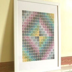 Abstract Stamp Art, Multicolour Wall Art | Framed Upcycled Postage ...