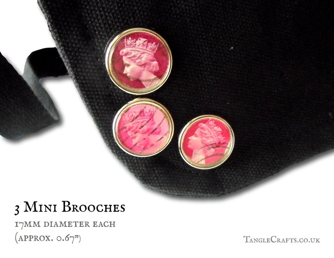 Pink Postage Stamp Lapel Pin - Single or Set of 3 in Tin | Queen's Head ...