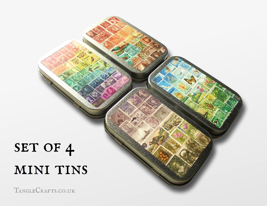4 Tiny Landscape Print Storage Tins | Postage Stamp Art - Fun ...