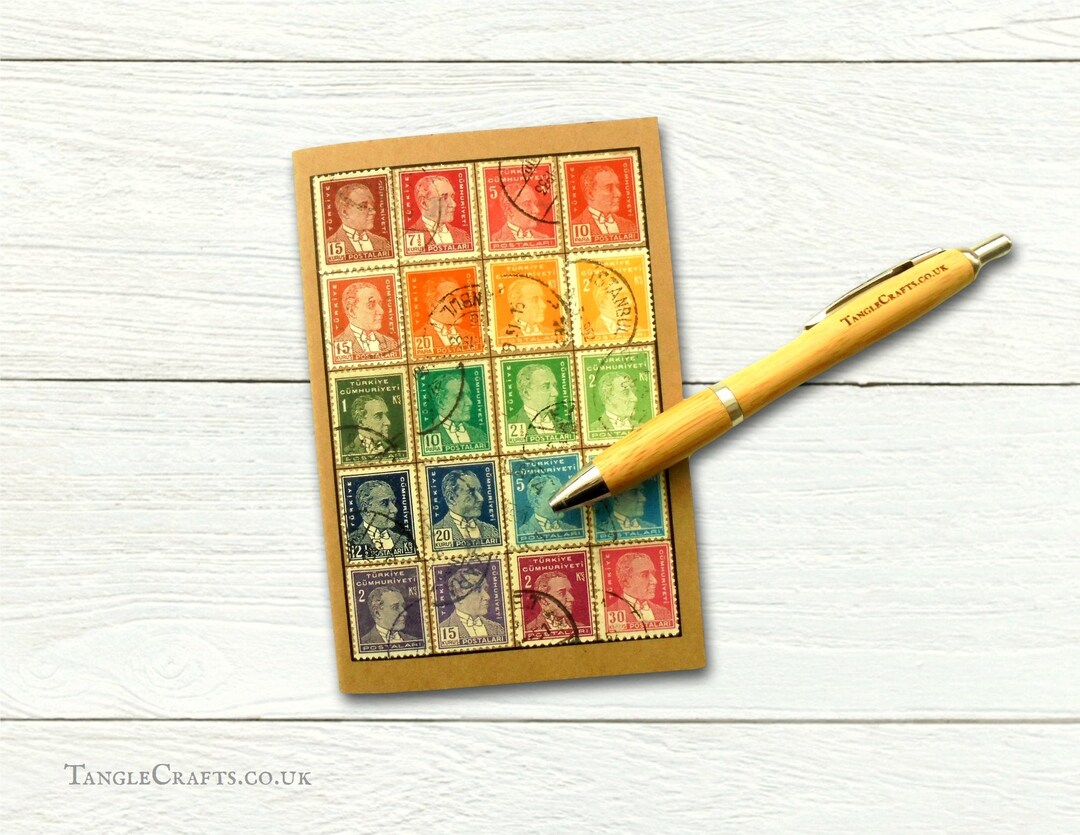 Turkish Rainbow Travel Notebook - Upcycled Postage Stamps | Vintage ...