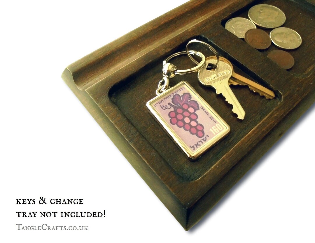 Purple Grapes Keyring, Old Postal Stamp Keychain | Stylised Wine ...