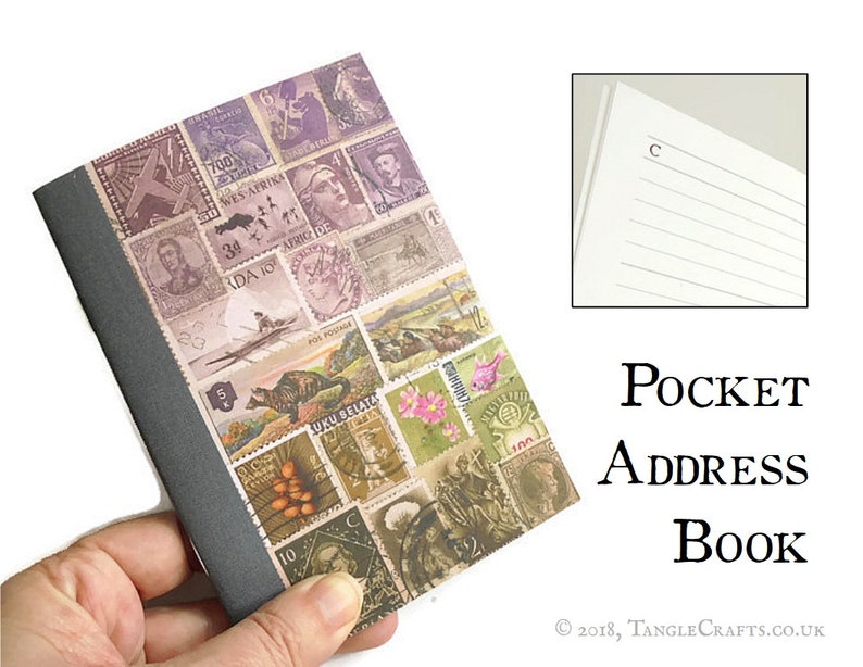 Pocket Address Book Postage Stamp Print A-Z Index Book | Etsy UK