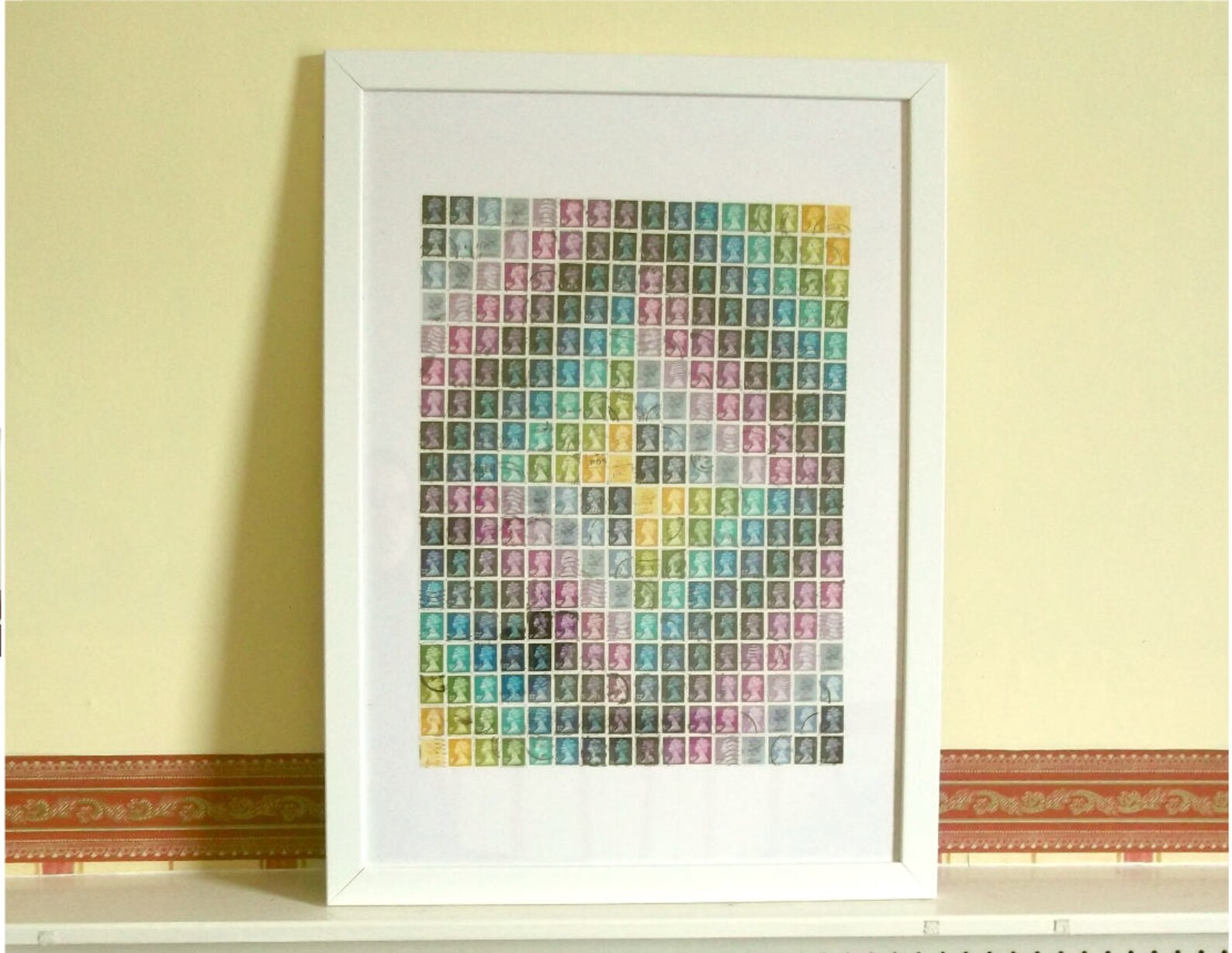 Abstract Stamp Art Multicolour Wall Art Framed Upcycled - Etsy