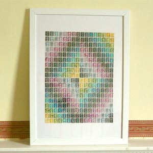 Abstract Stamp Art, Multicolour Wall Art | Framed Upcycled Postage ...
