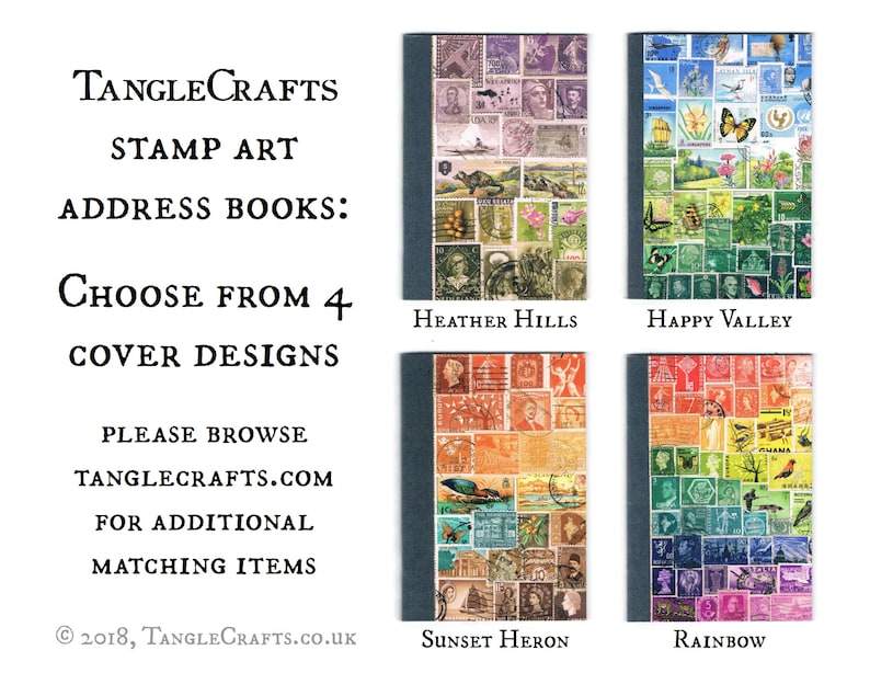 Pocket Address Book, Postage Stamp Print A-Z Index Book | Includes ...