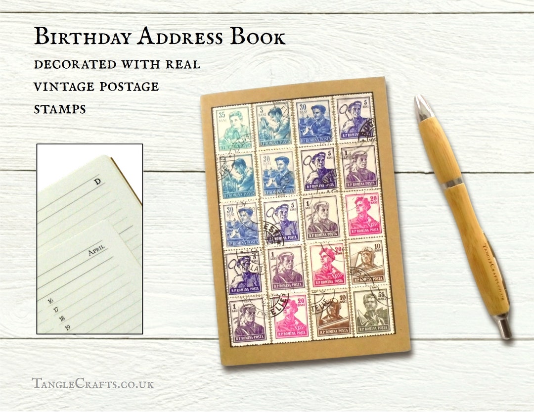Romania Birthday Address Book • Vintage Postage Stamp Professions ...