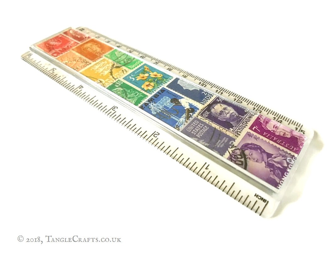 Vintage World Rainbow Postage Stamp Ruler