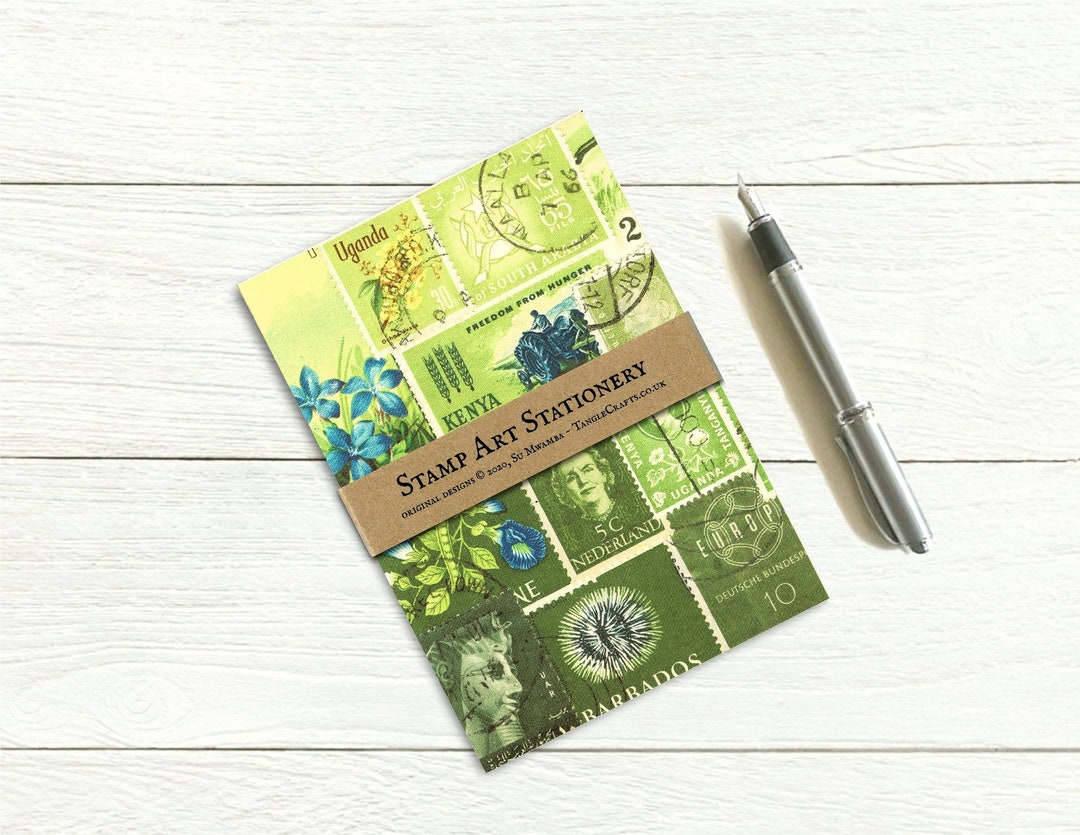 Ecofriendly Letter Writing Set, Green Recycled Paper, Tonal Ombre ...