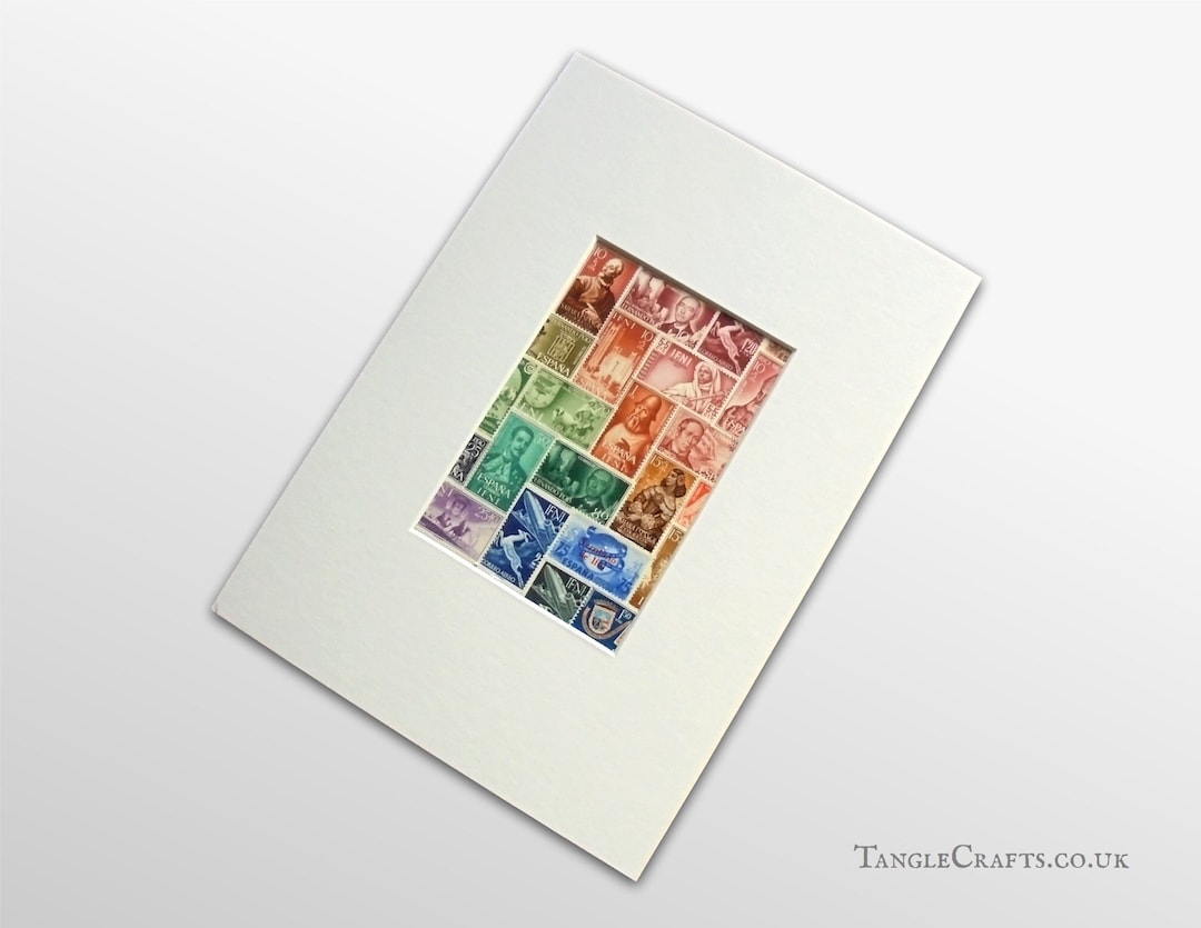 Rainbow Collage of Vintage Postage Stamps | Unframed Desk or Wall Art ...