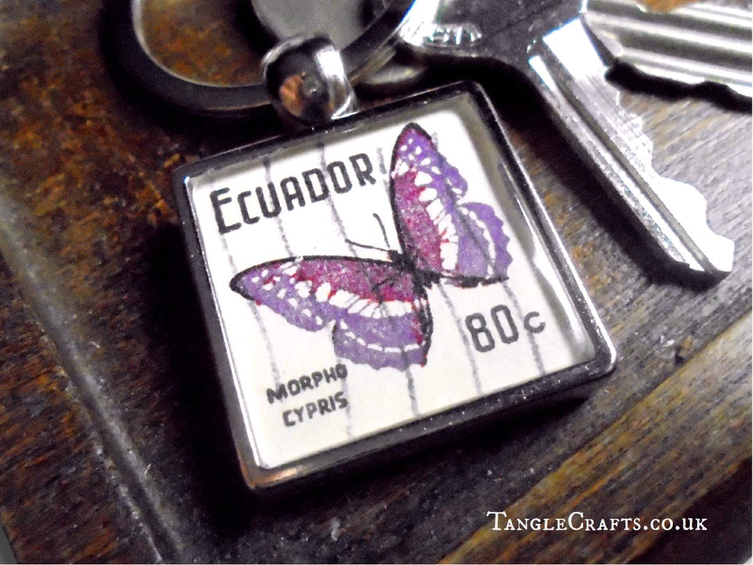 Purple Butterfly Keyring - Ecuador Keychain Made by Upcycling Genuine ...