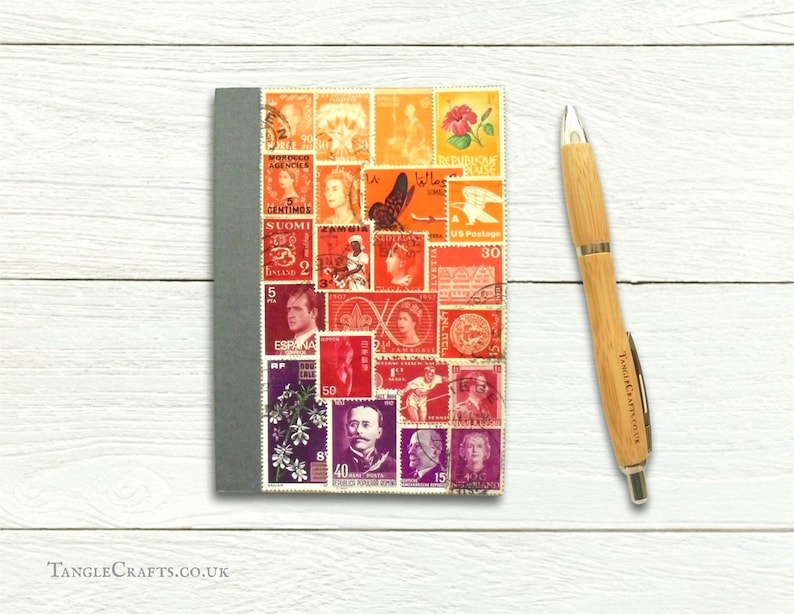 Undated Diary, Upcycled Vintage Stamps Notebook, Pocket Size • OOAK ...
