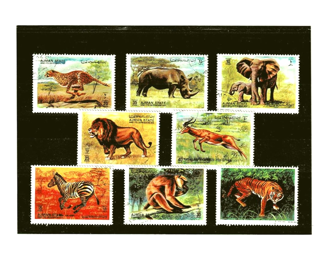 Wild Animal Postage Stamps Lion Zebra Tiger Elephant - Etsy UK