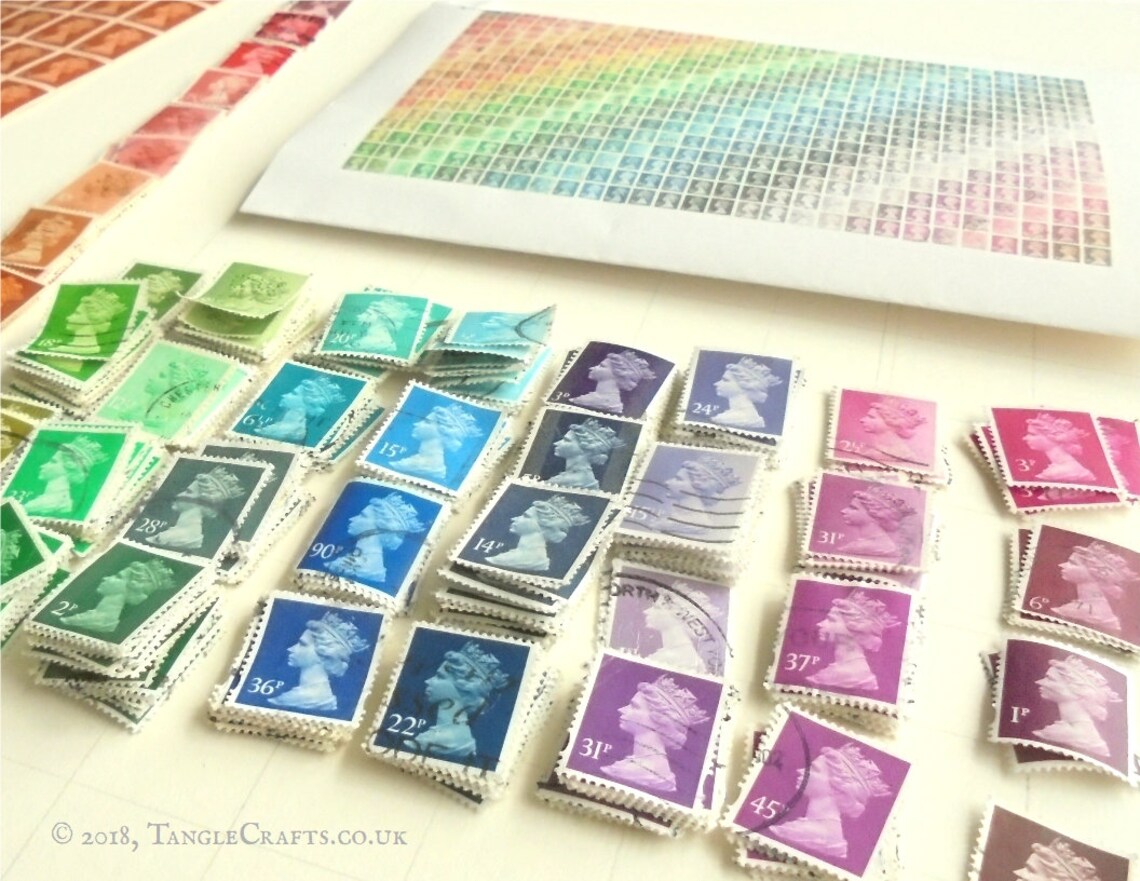 Recycled Rainbow Postage Stamp Wall Art Upcycled Collage Art | Etsy