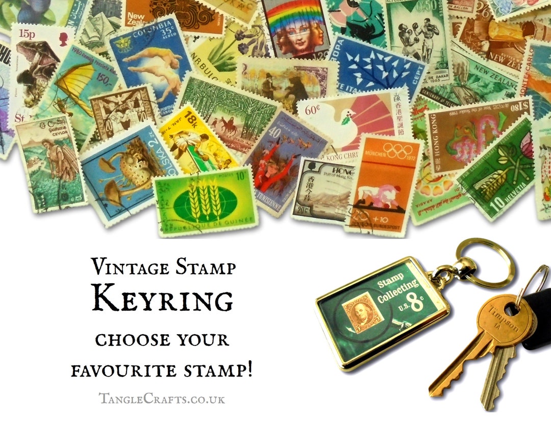 Postage Stamp Keyring - Choose Your Favourite | Vintage Postal Stamp ...