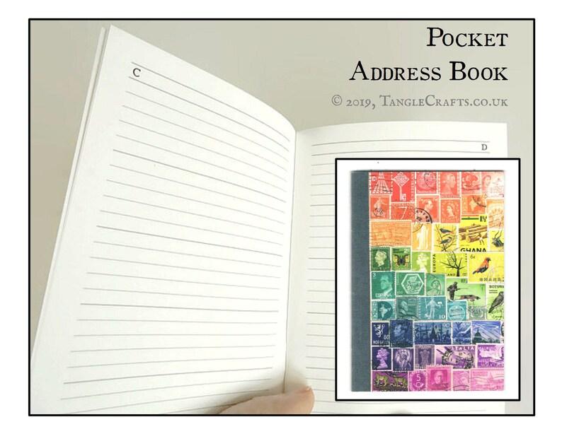 Rainbow Address Book A6 - Multicolour Postage Stamp Collage Print Cover ...