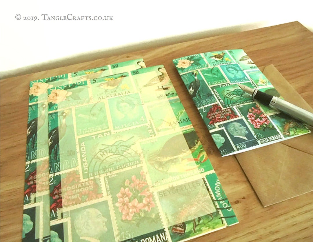 Boxed Letter Writing Set, Ocean Sea Blue - Matching Paper & Note Cards ...