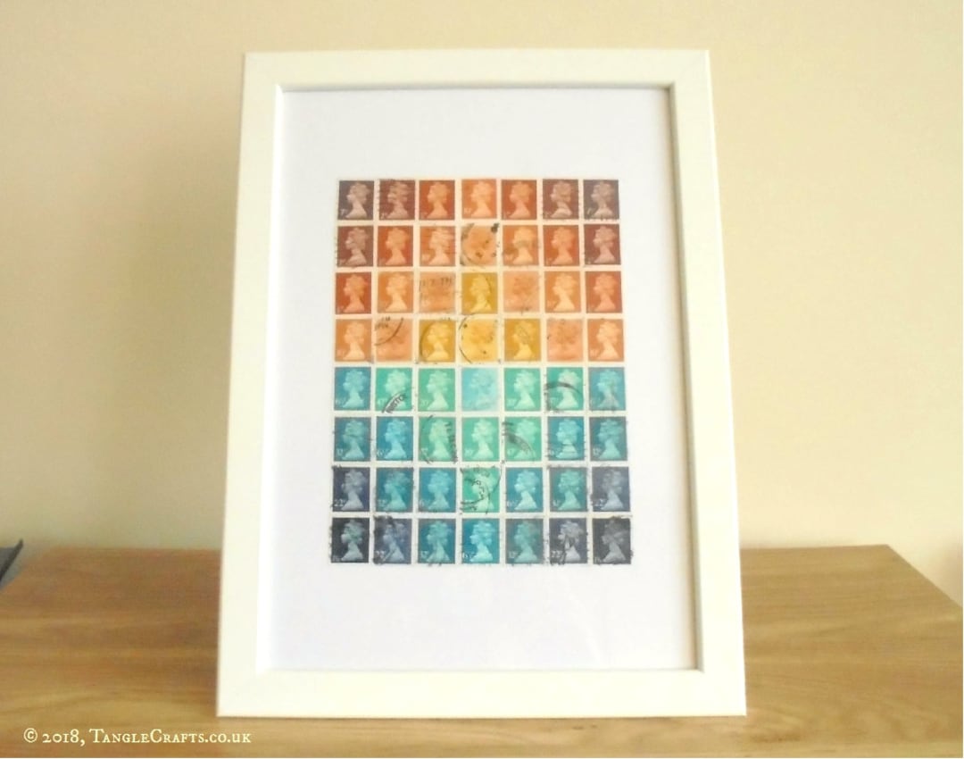 Postage Stamp Art Framed Wall Art | Upcycled British Postal Collage Art ...