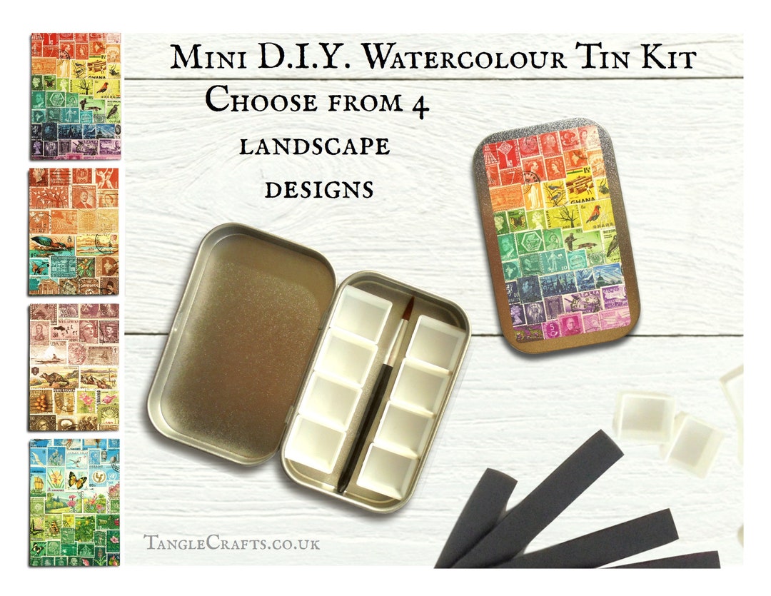 Landscape Artist Mini DIY Watercolour Kit - Tiny Tin, Empty Pans ...