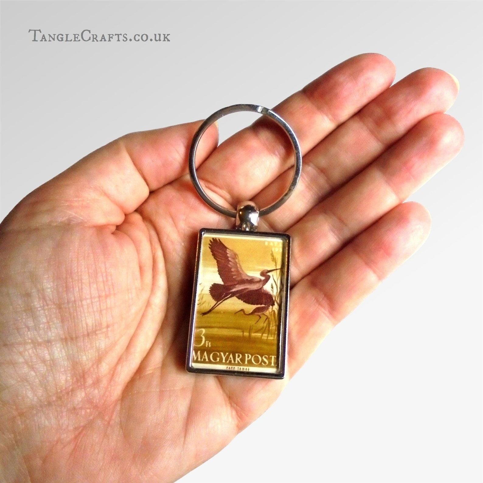 Sunset Heron Keyring - Flying Bird Keychain | Made With Genuine Vintage ...