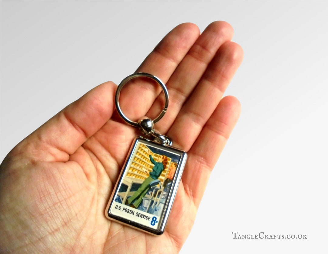 Pigeonhole Mail Keychain, Retro 1973 Postage Stamp | Post Office Worker ...