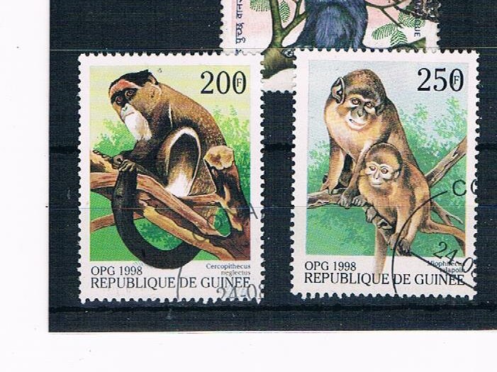 Monkey Postage Stamps - mixed countries inc part set from Guinea