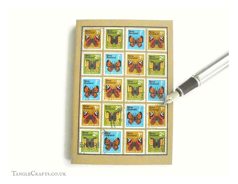 Retro Butterfly Address Book, Upcycled 70s Postage Stamps • Quirky ...