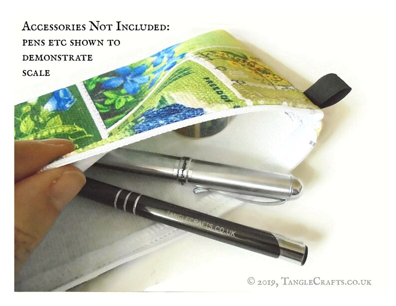 Pencil Case Zipper Pouch Green Postage Stamp Print | Etsy