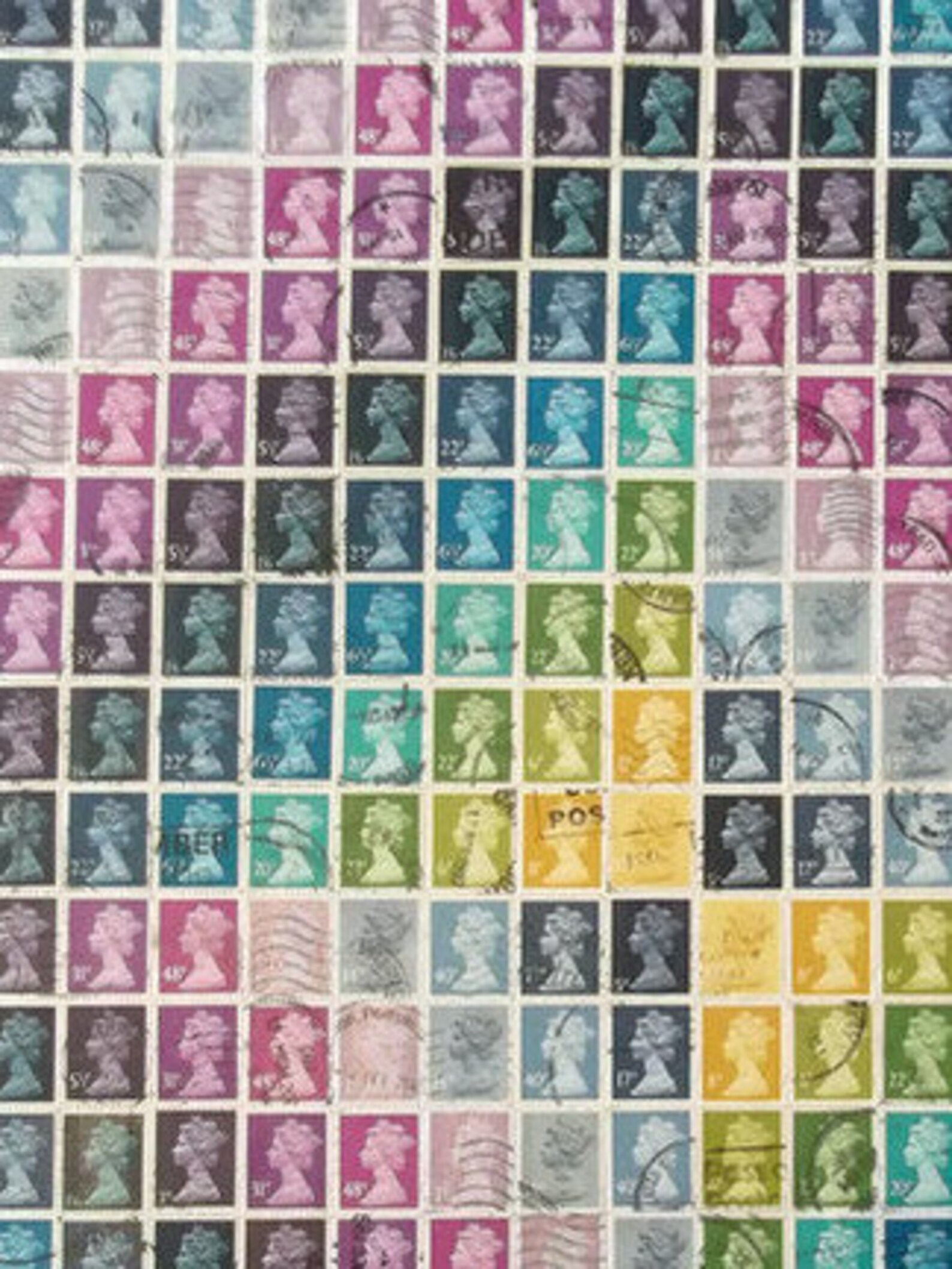 Abstract Stamp Art Multicolour Wall Art Framed Upcycled - Etsy