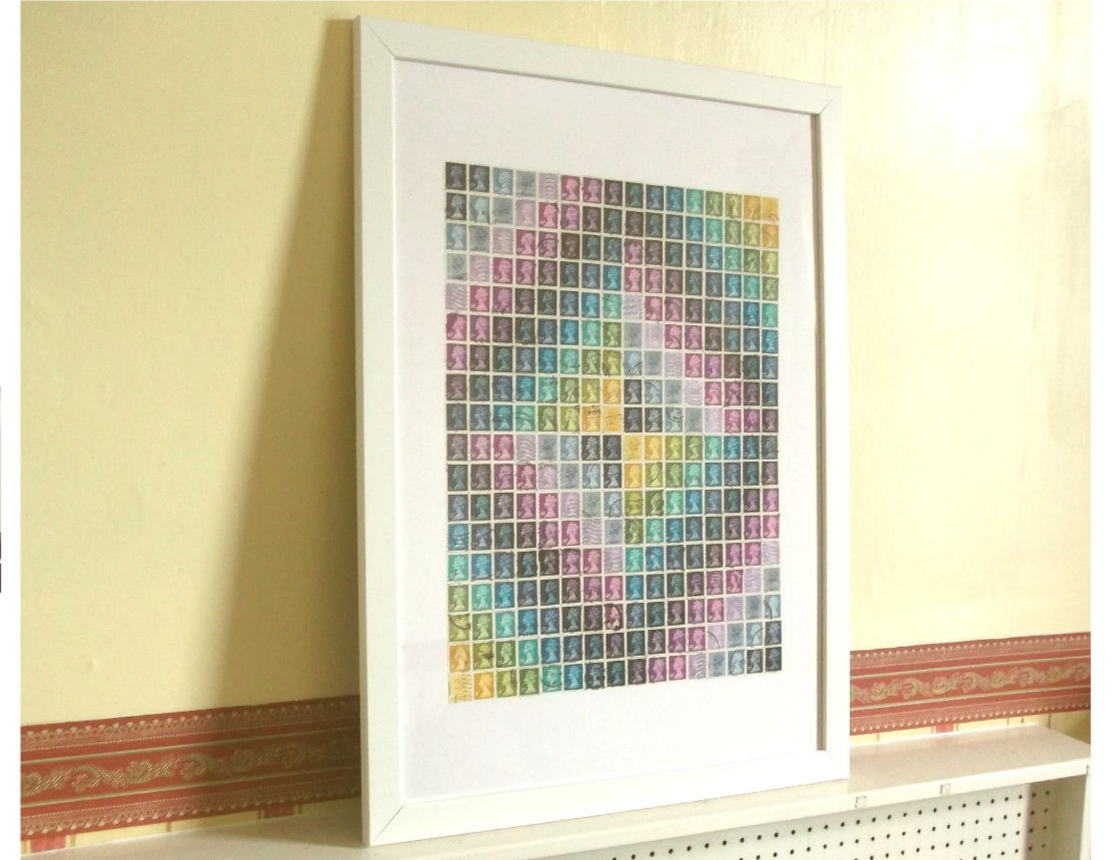 Abstract Stamp Art Multicolour Wall Art Framed Upcycled - Etsy