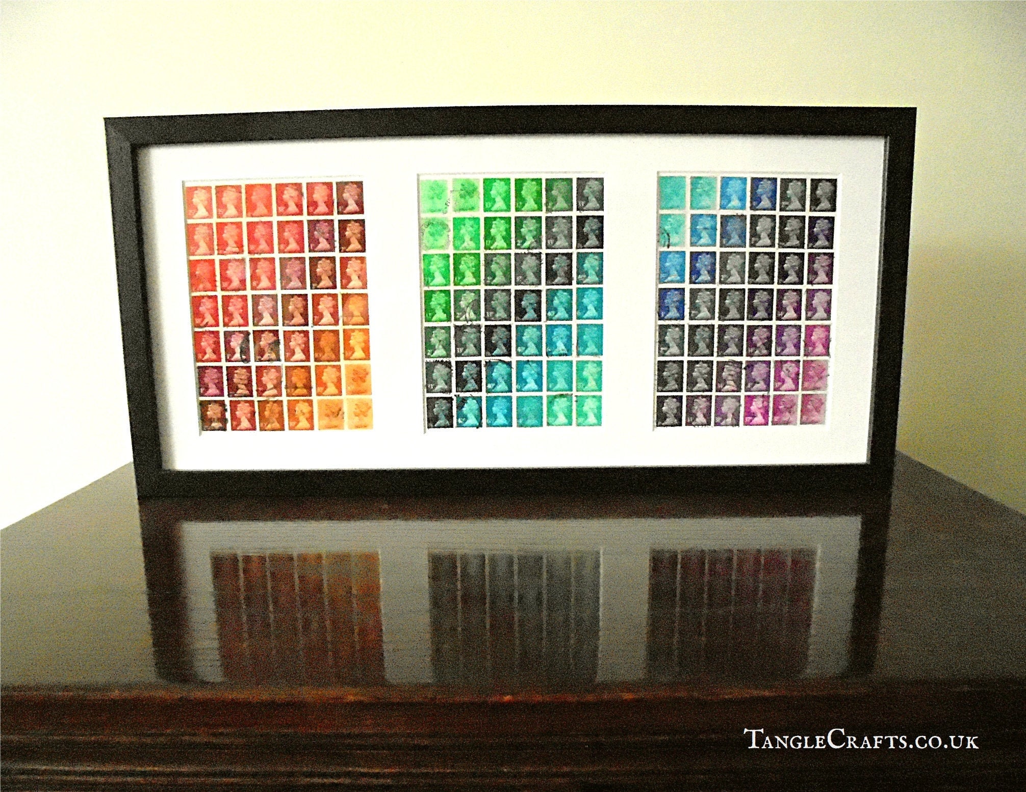 Rainbow Postage Stamp Art Framed Upcycled Multicolour - Etsy UK