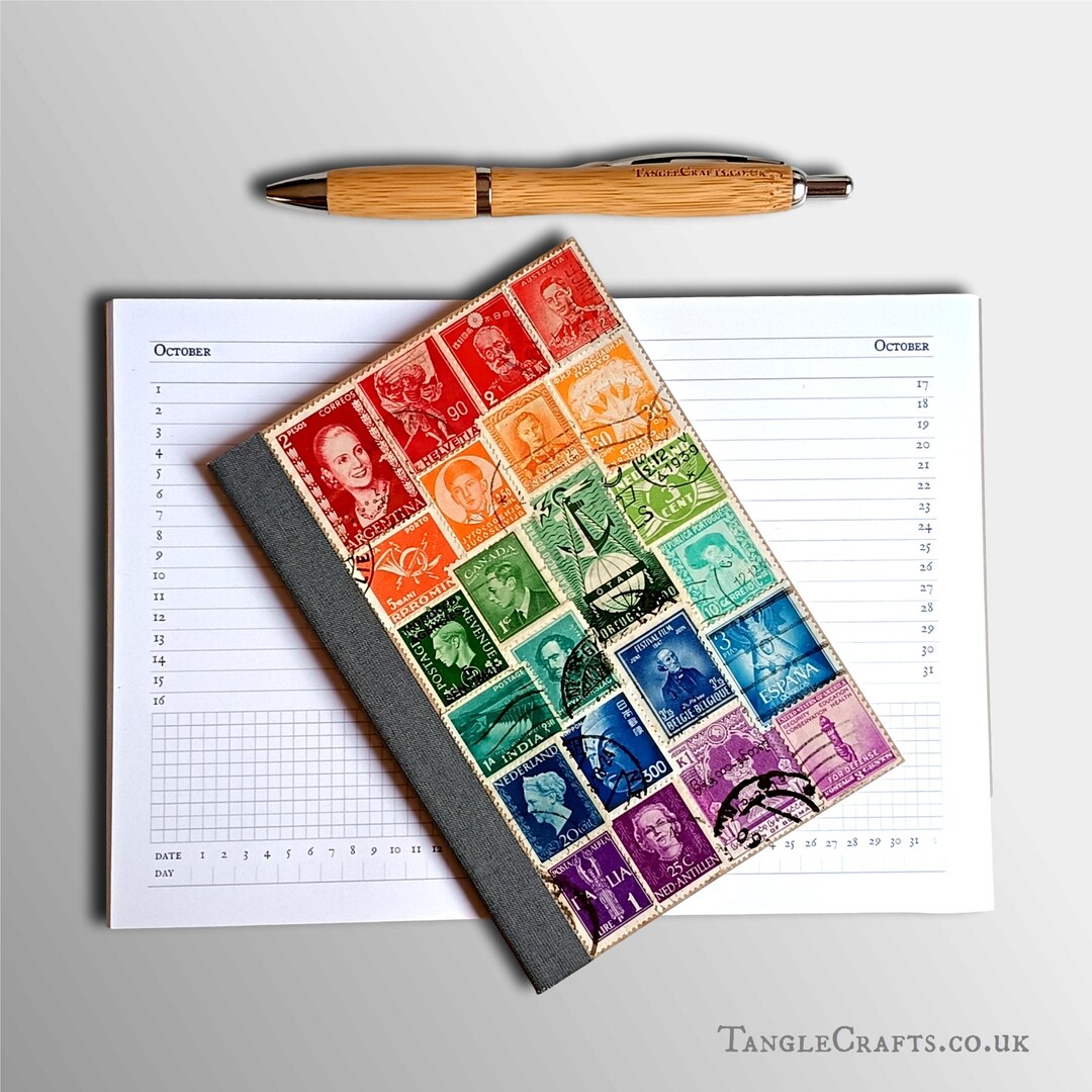 Rainbow Stamp Collage Diary, A6 Undated Layout With Optional 2026 Label ...