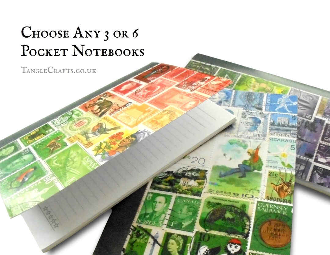 A6 Notebook Set, Postage Stamp Print Journals • Variety Mixed Designs ...