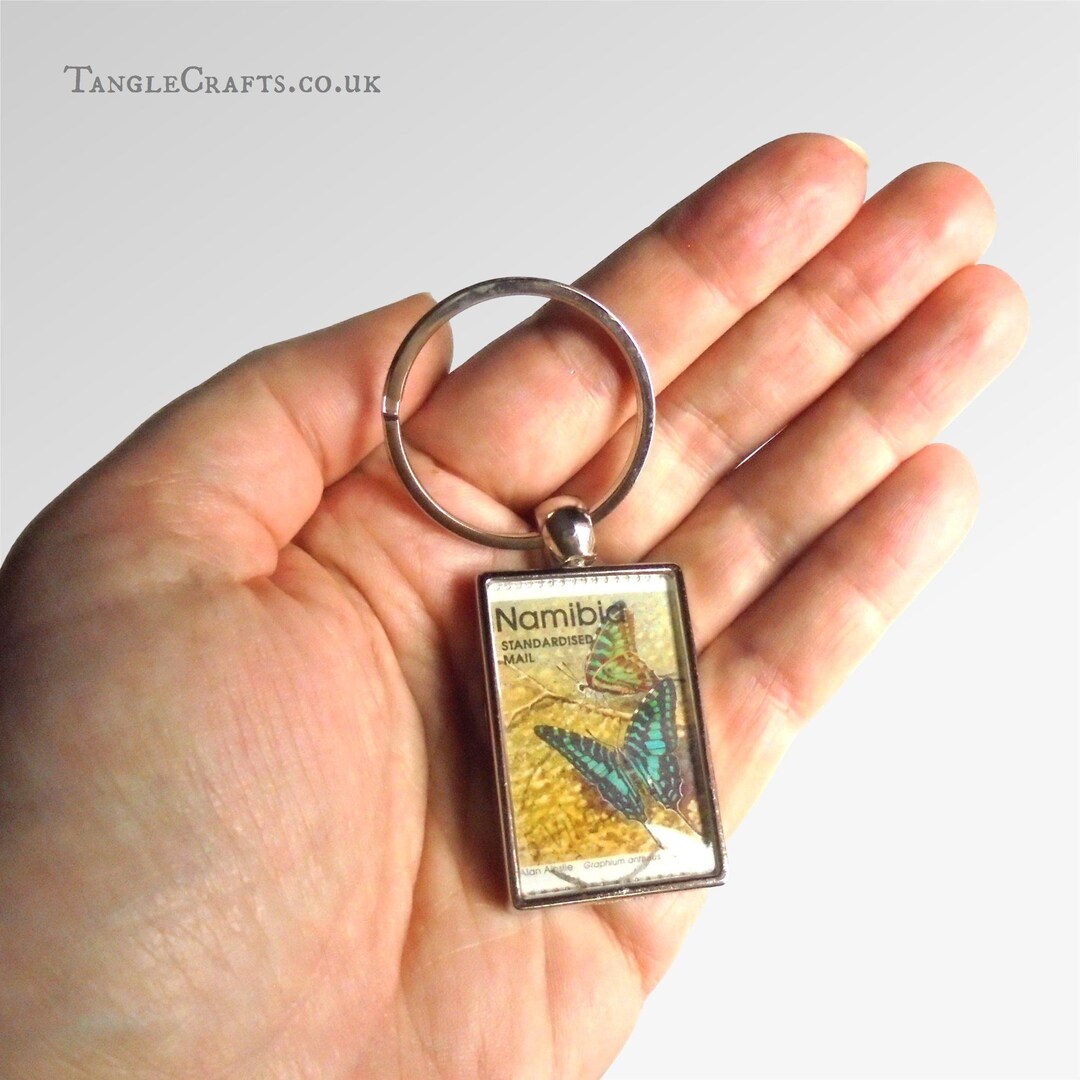 Striped Swordtail Butterfly Keyring, Namibia Keychain | Turquoise Blue Butterfly Wings ...