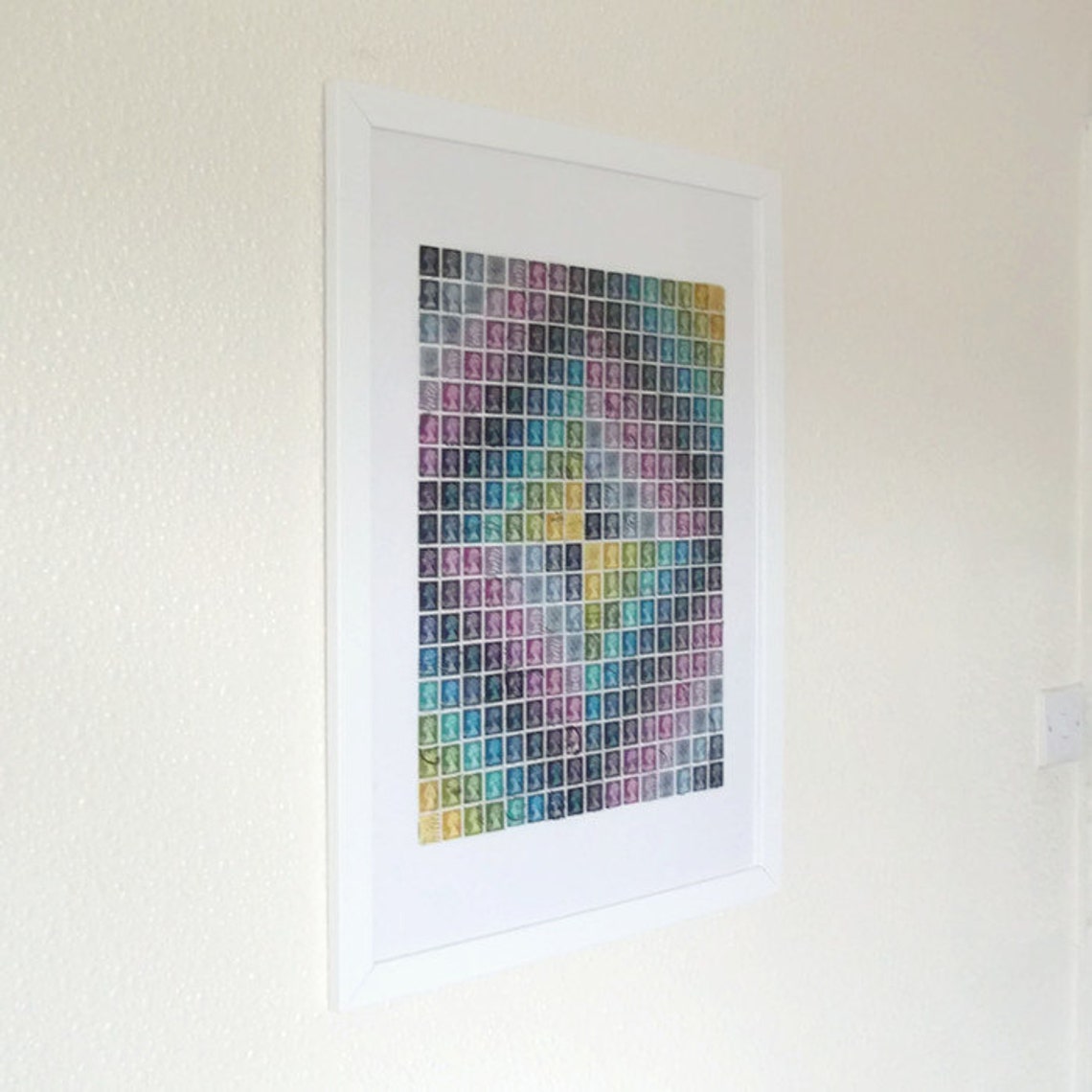 Abstract Stamp Art Multicolour Wall Art Framed Upcycled - Etsy
