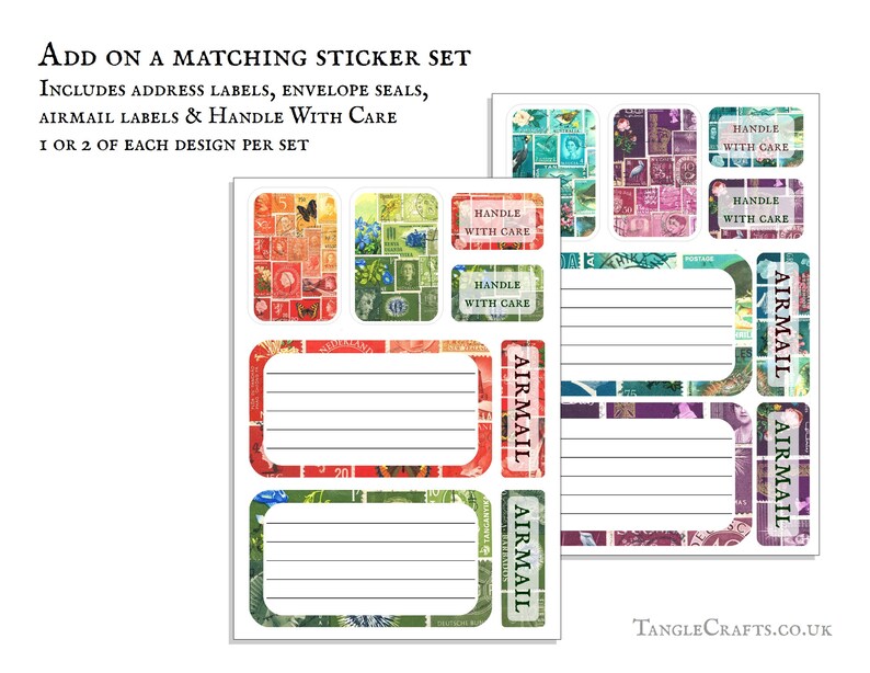 Mixed Design Card Set - Tonal Postage Stamp Notecards | Printed Front ...