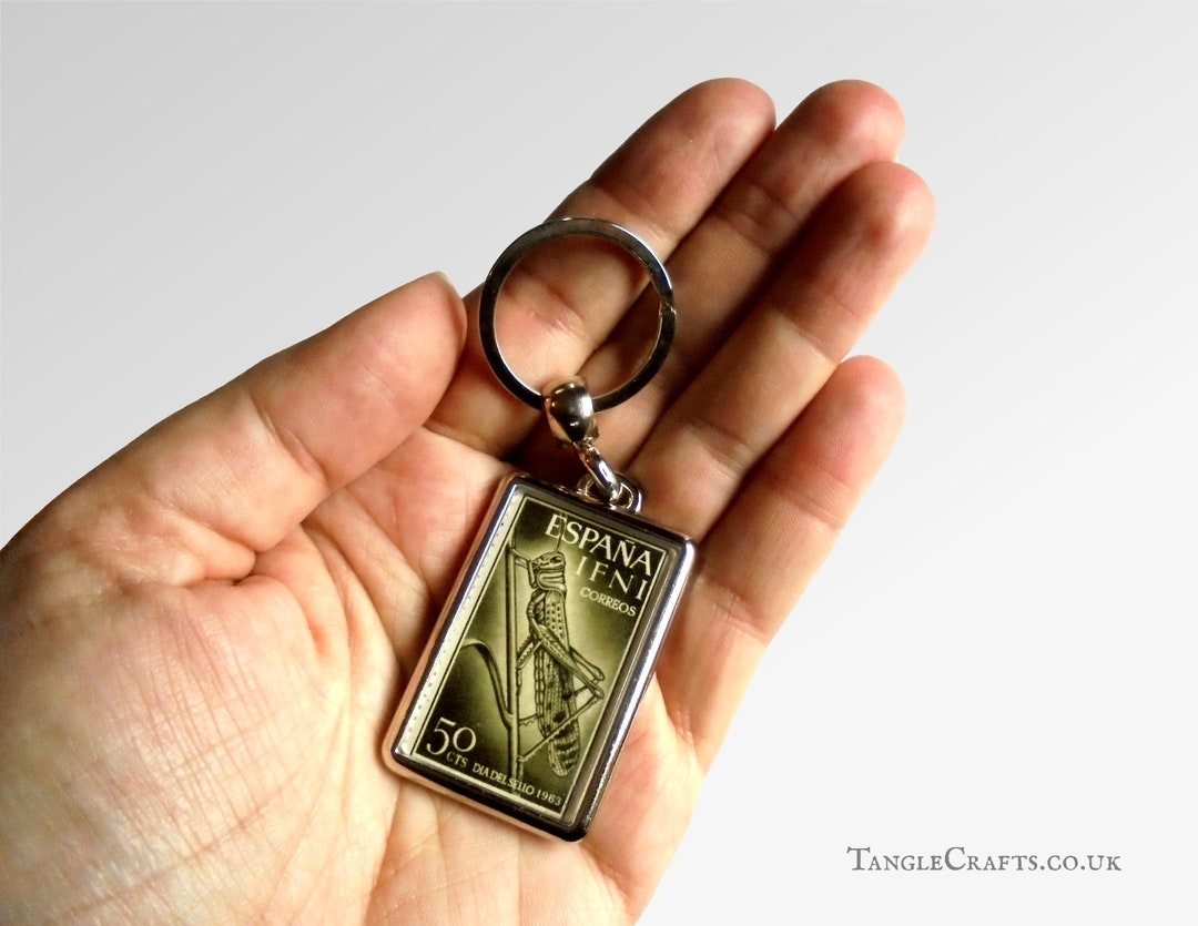 Desert Locust Keychain, Vintage Postage Stamp Keyring | Quirky ...