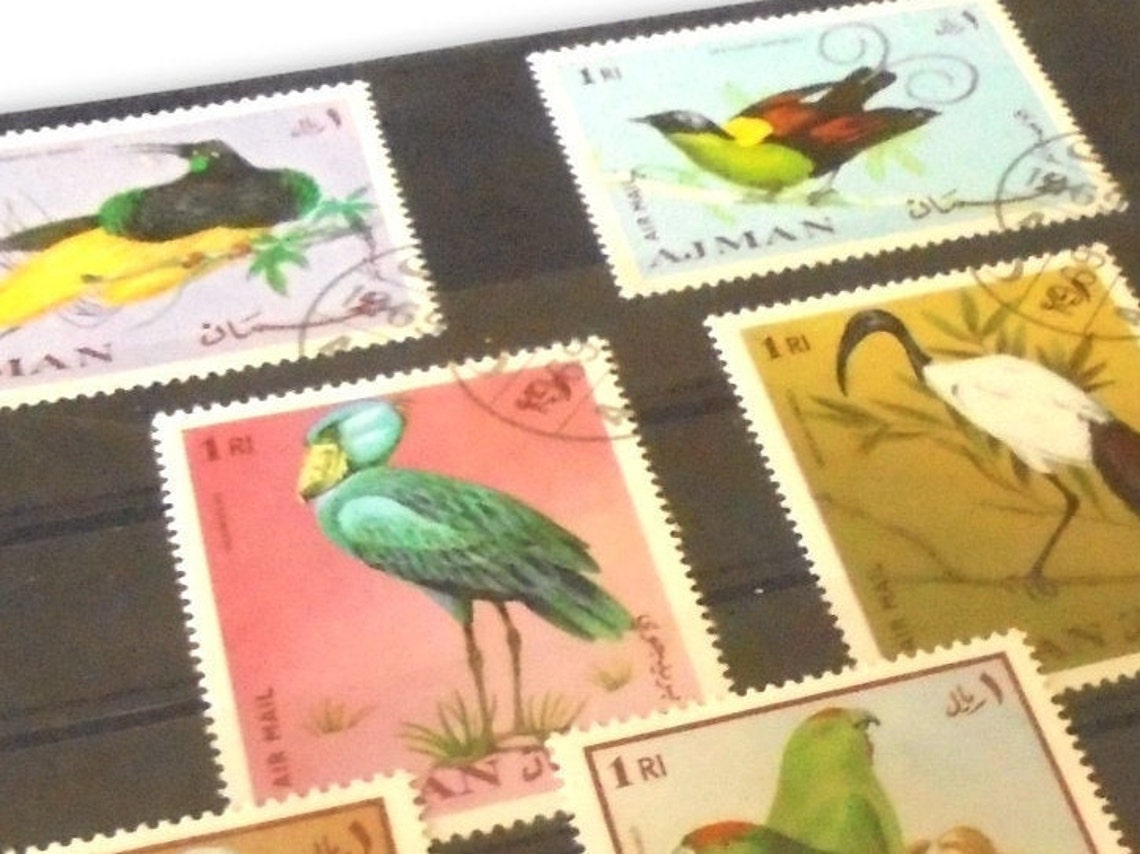 Exotic Birds Postage Stamp Set 1969 bird of paradise parrot | Etsy
