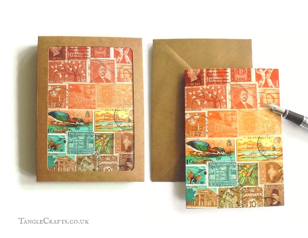 Sunset Note Card Box Set, Postage Stamp Notecards | Bird Lover Any ...