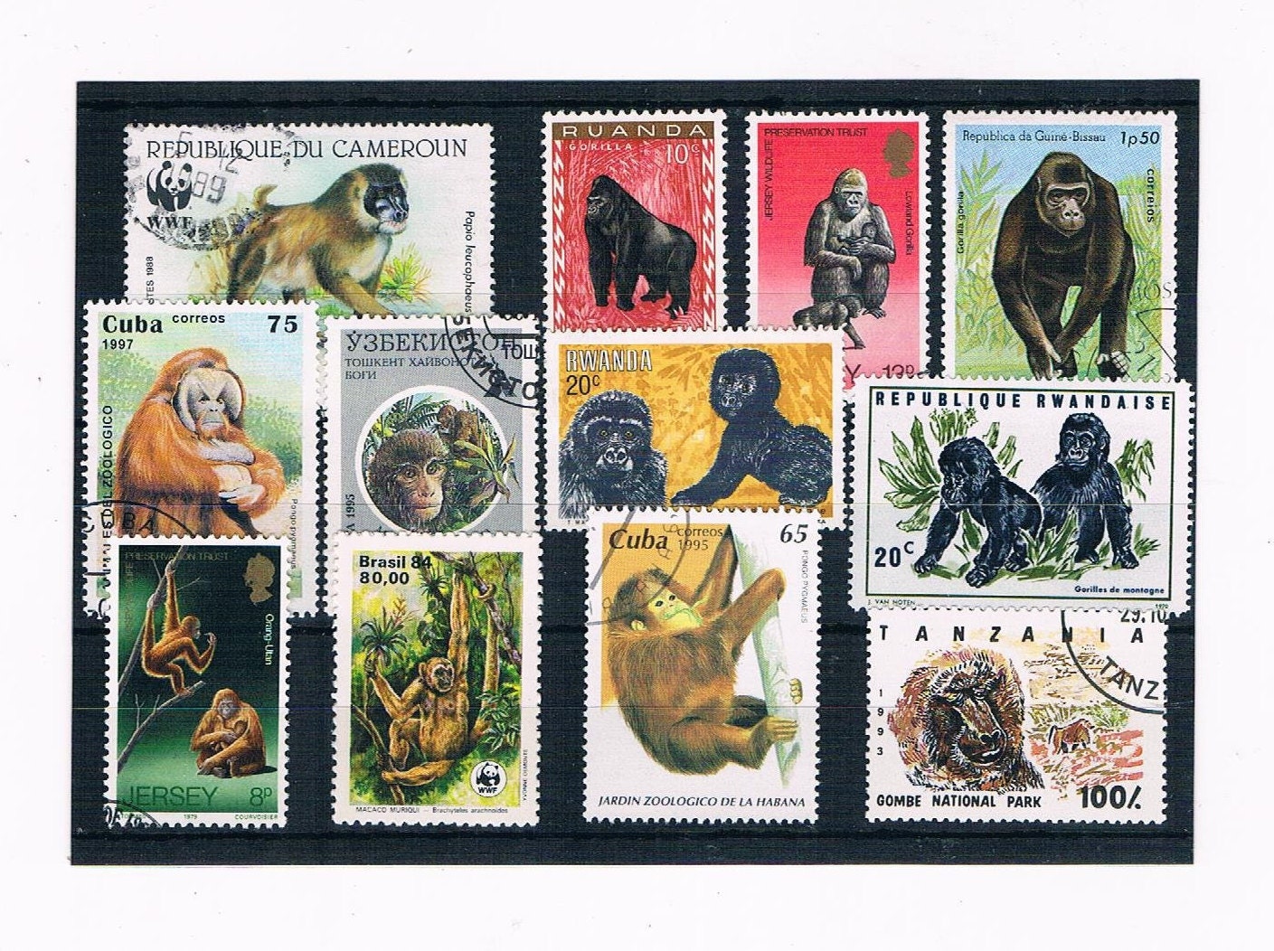 Monkey Postage Stamps inc part sets - Vietnam 1987, Laos 1992