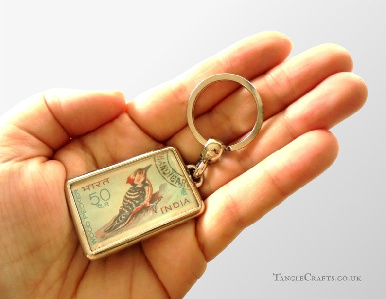 Bird Postage Stamp Keyring - Single or Mixed Set | Real Upcycled ...