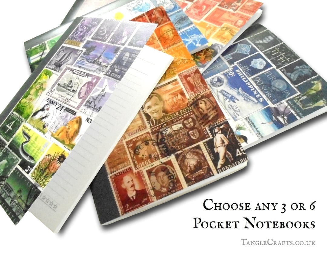 Set of Small Travel Notebooks, Postage Stamp Journals Pocket Size ...