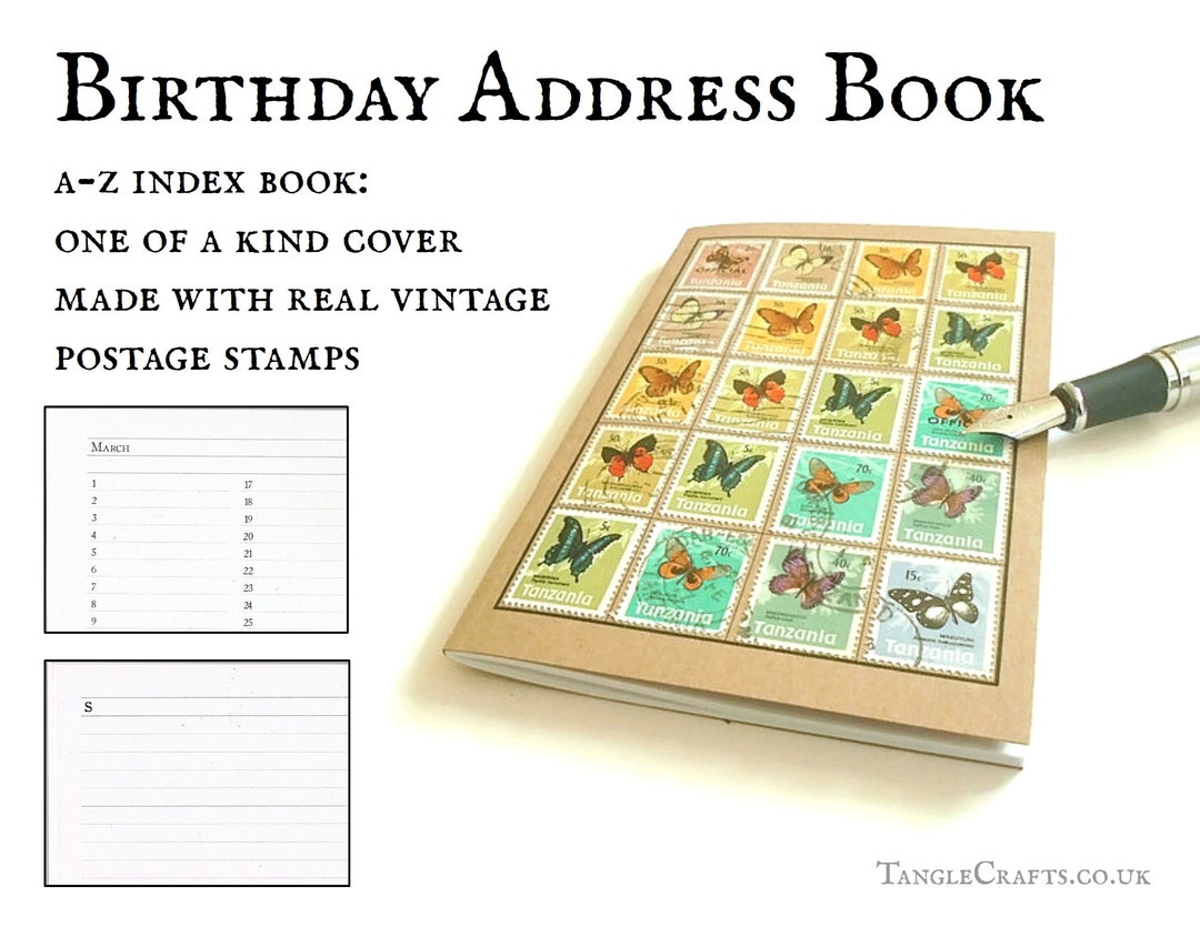 Butterfly Birthday & Address Book • Ooak Upcycled Stationery - Pocket ...