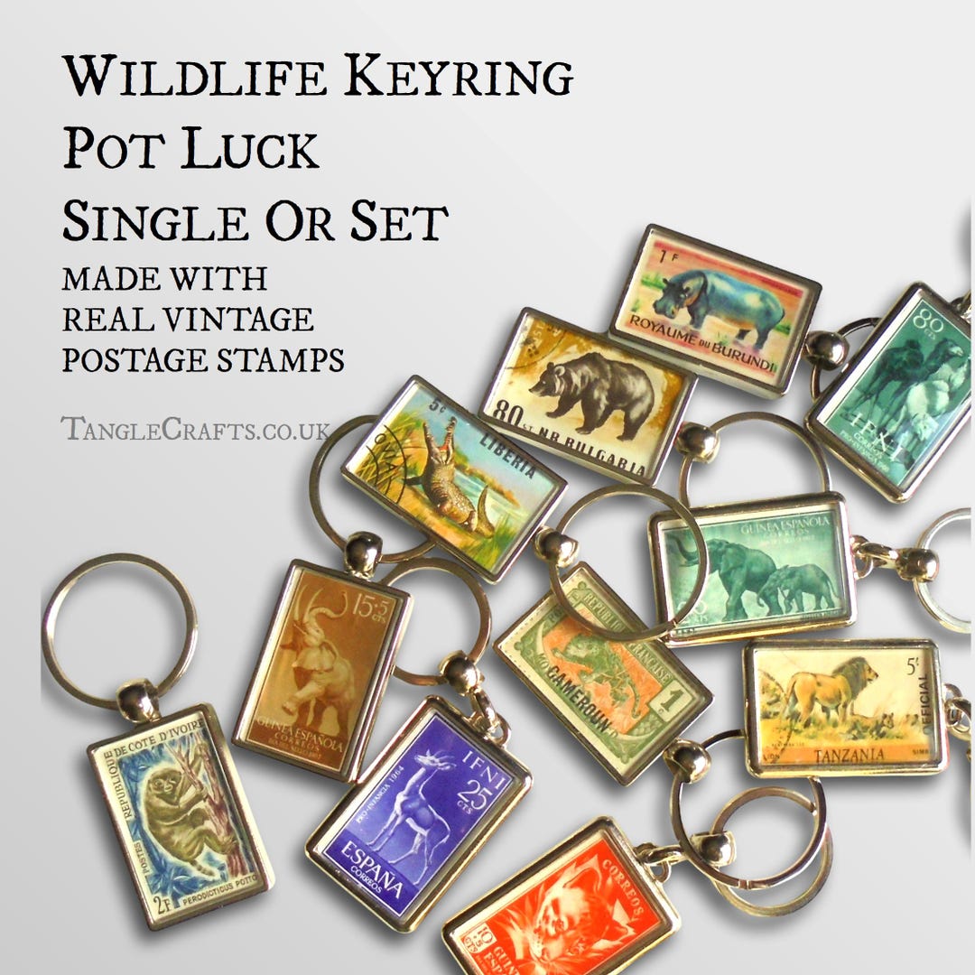Wild Animal Postage Stamp Keyring - Single or Mixed Set | Wildlife ...